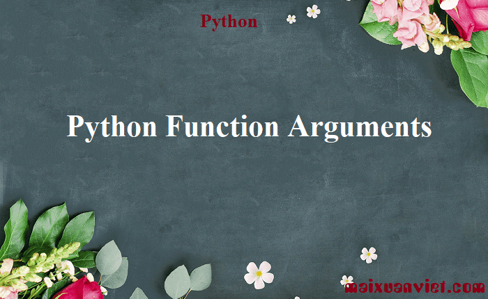 Python Function Arguments - VietMX's Blog